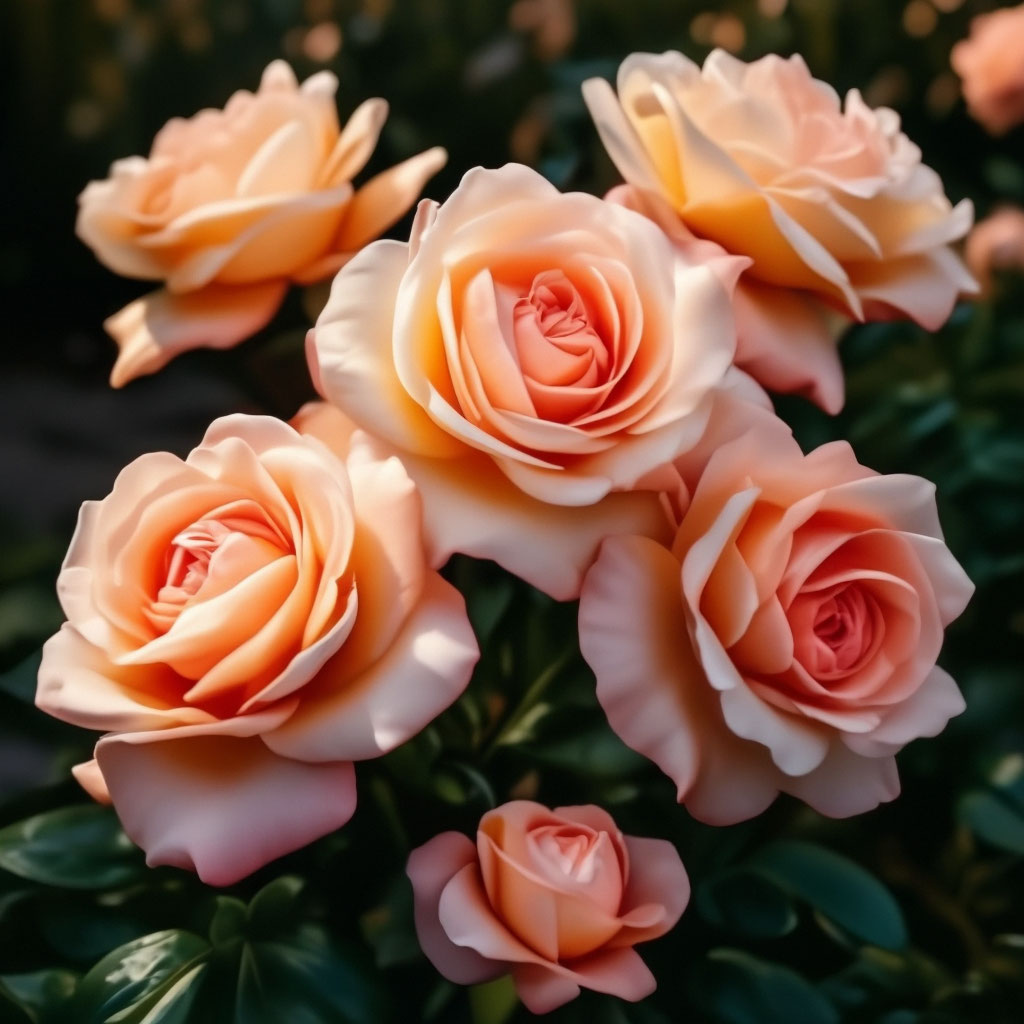 "A bush of unusual roses, realistic" — image created in Shedevrum
