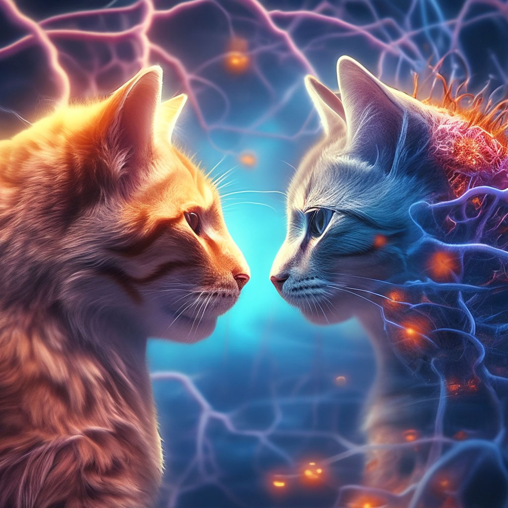 "Neurons in the brain exchange cats" — image created in Shedevrum
