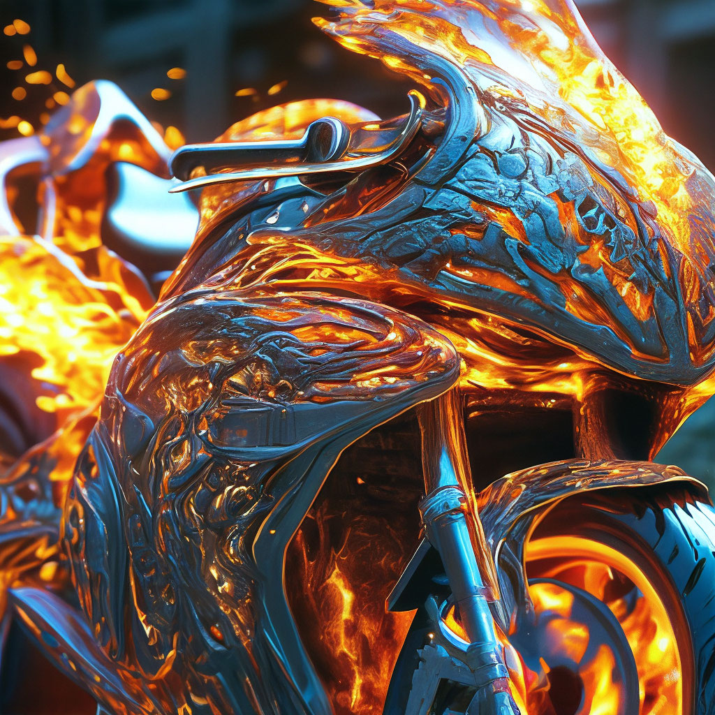 "Motorcycle made of flame masterpiece, hyper realistic, beautiful ...