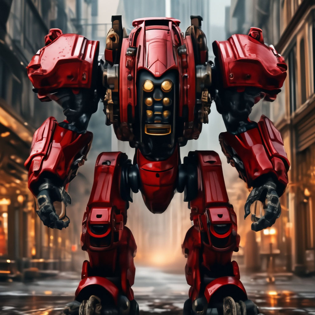 "Mecha, red, steampunk, aesthetically pleasing, beautiful, high ...