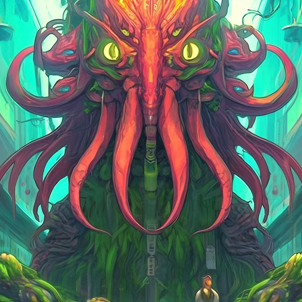 "Cthulhu , in the anime style" — image created in Shedevrum