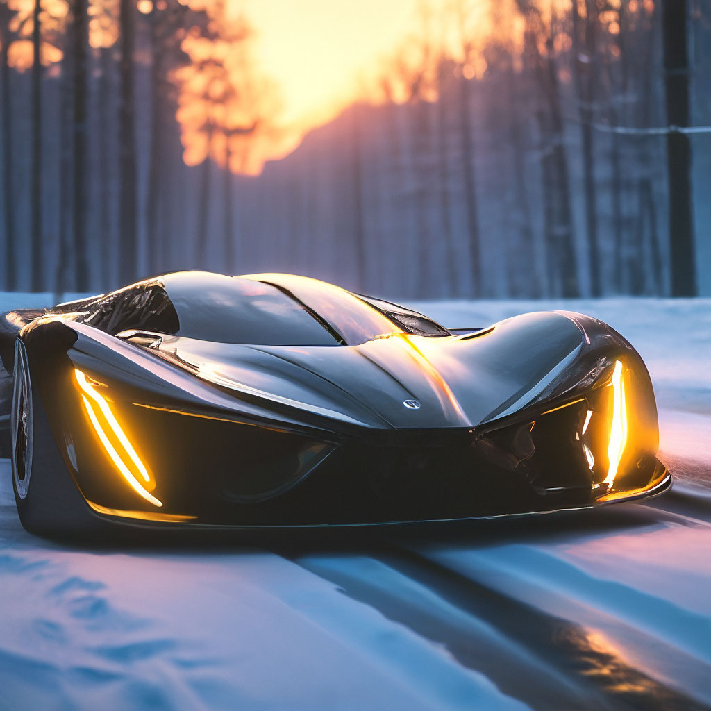 "Black racing car from the future, futuristic-fantastic aggressive ...