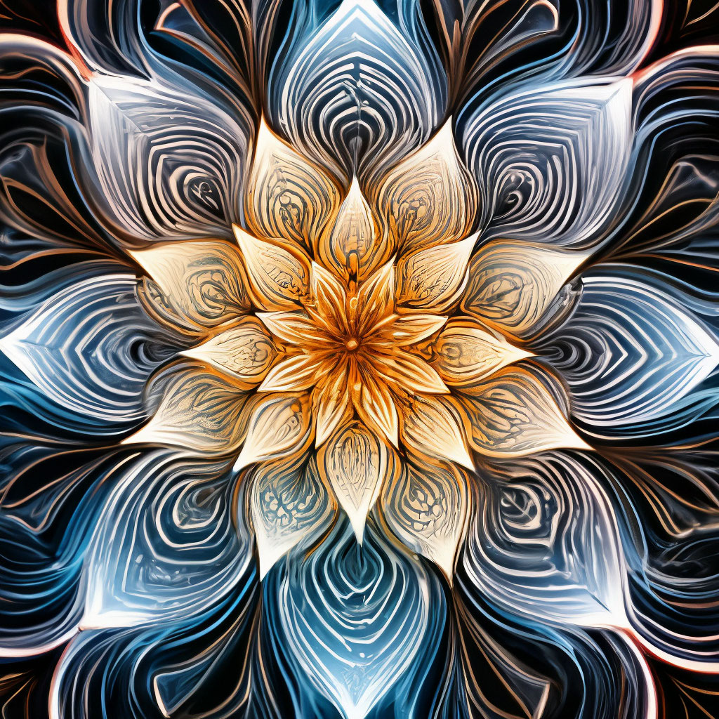 "Flower a hypnotic image with luminous lines and spraying in the style ...