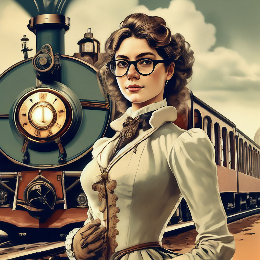 "Steampunk, Arcanum, noble woman in victorian style dress, round ...