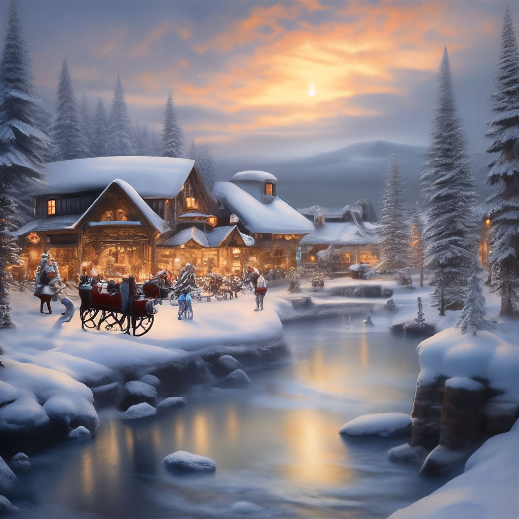 "Beautiful winter landscape at Santa claus" — image created in Shedevrum
