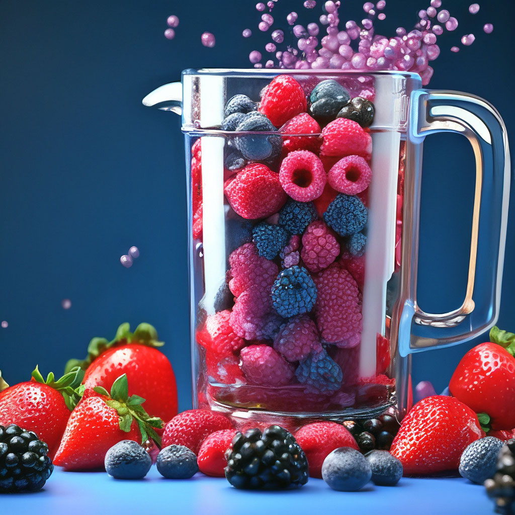 "Blender, berries in a blender, 4k, realistic, bright lighting ...