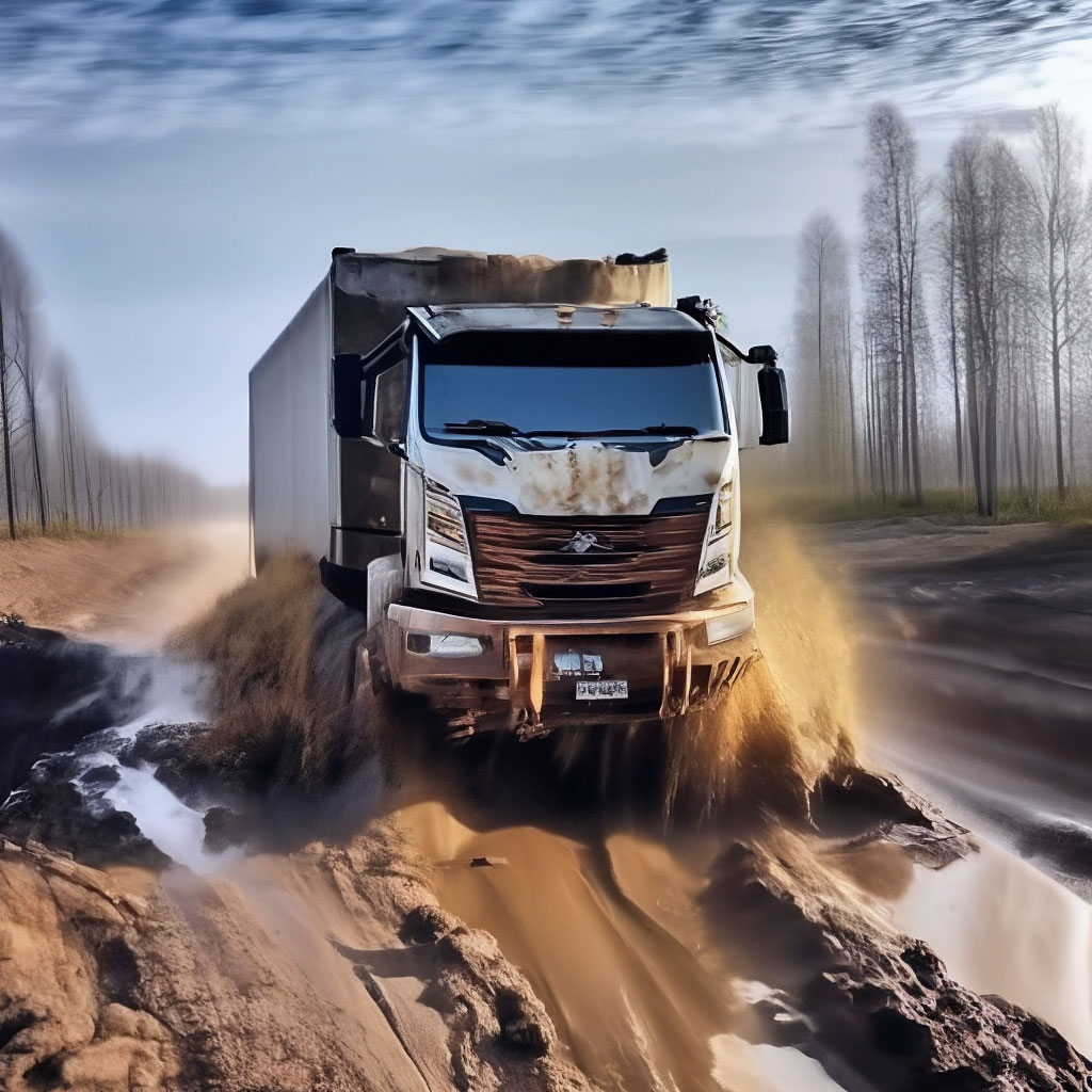 "Russian truck self-driving trucker rides through the mud in Russia ...