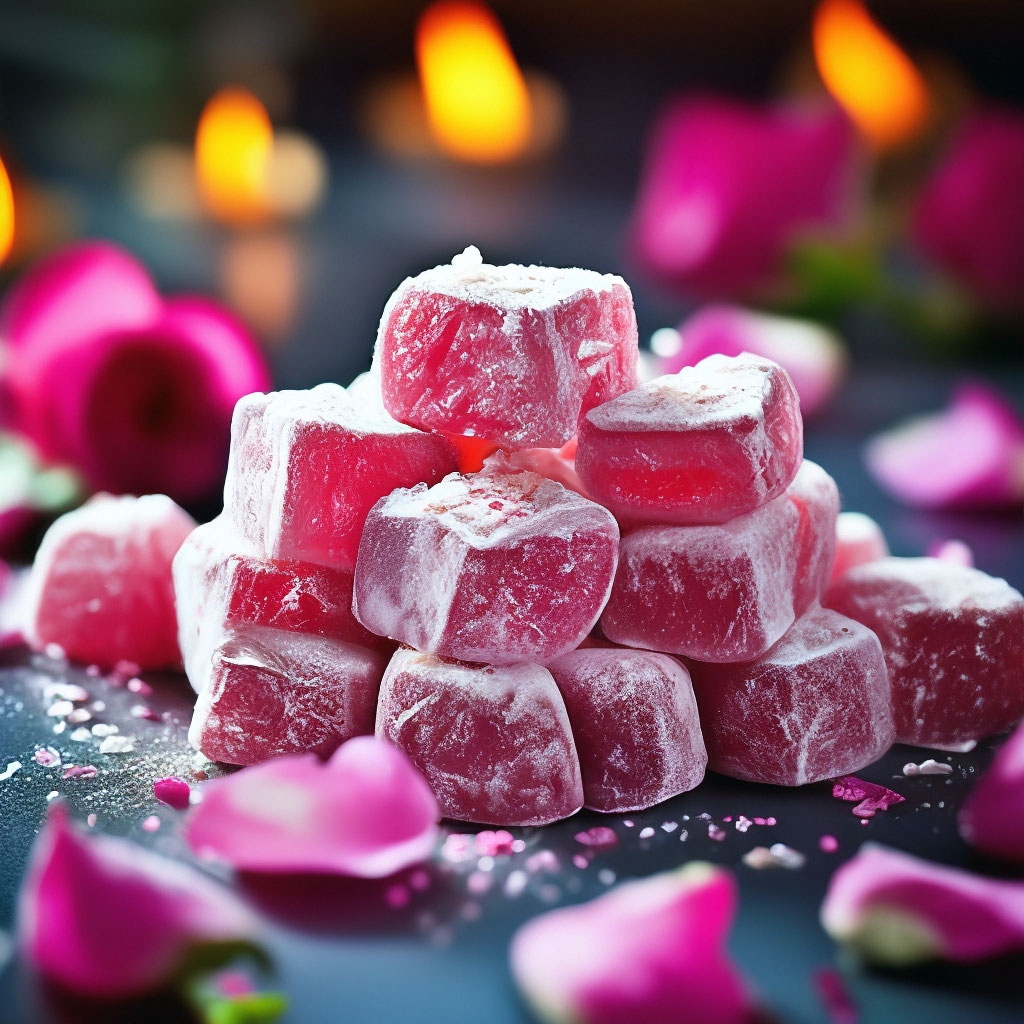 "Turkish delight with the scent of roses, an oriental delicacy oriental ...