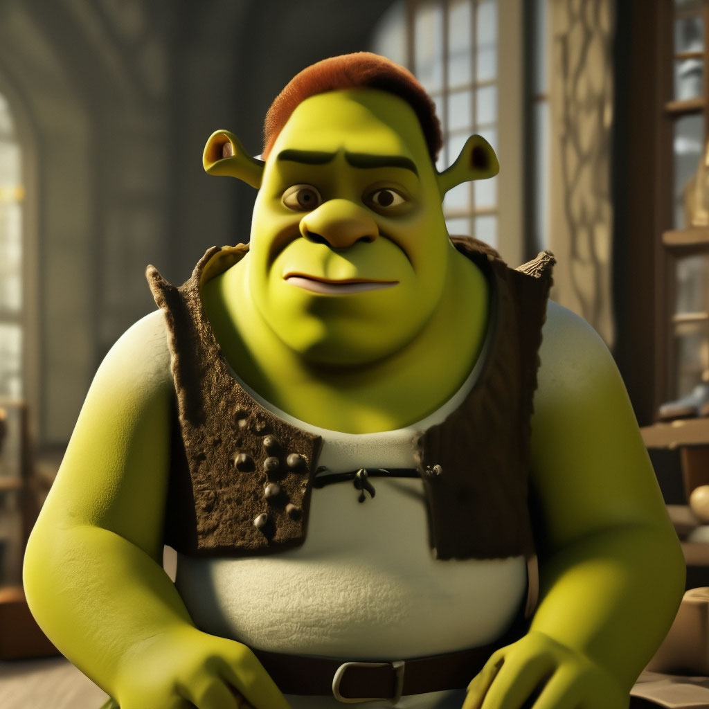 "Shrek is depressed" — image created in Shedevrum