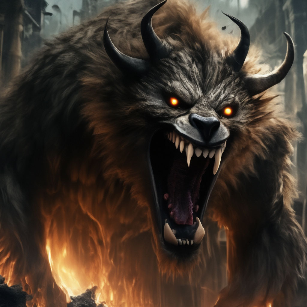 "The terrible beast grinned at everyone he is afraid of." — image ...