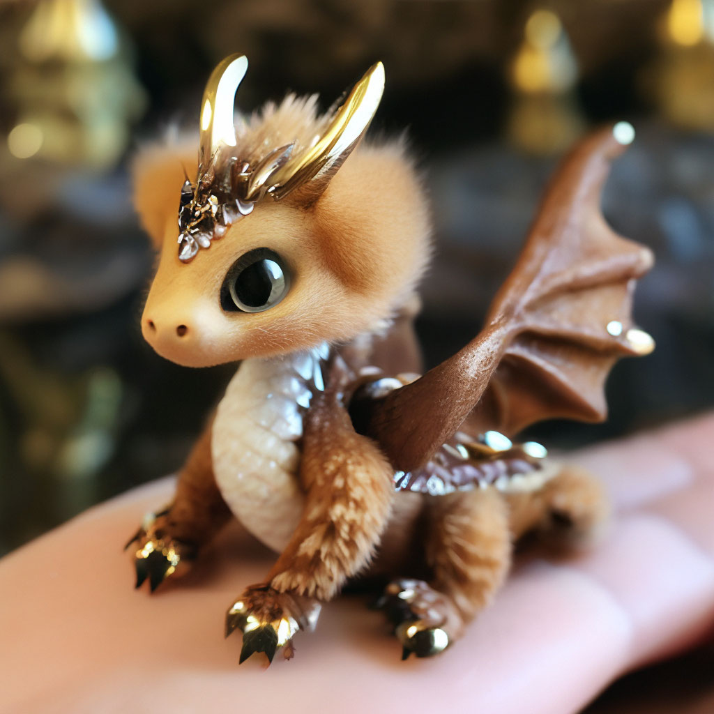 "Miniature fluffy macro dragon delicate mimic mega-fluffy brown dragon ...