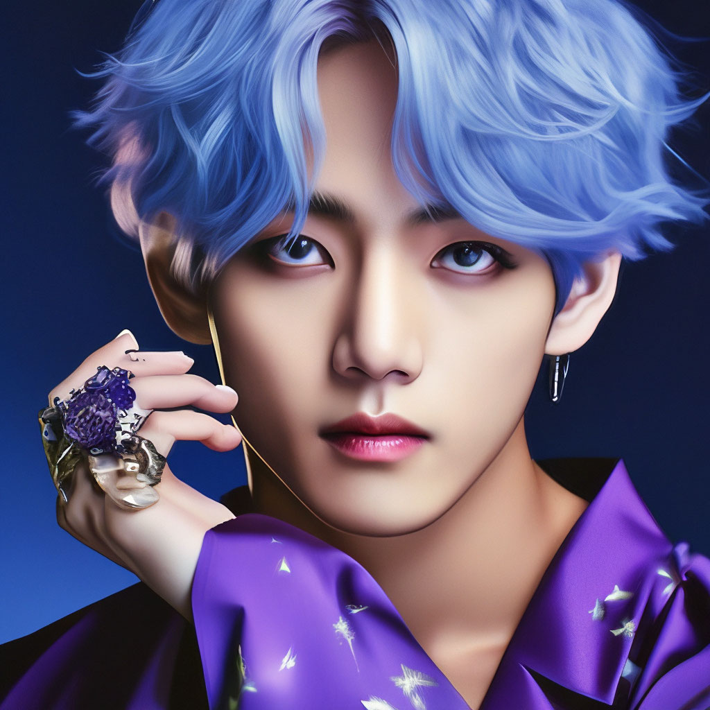 "BTS, KimTaehyung,Taehyun,Taehyung,V, thv,blue hair,open forehead,thin ...