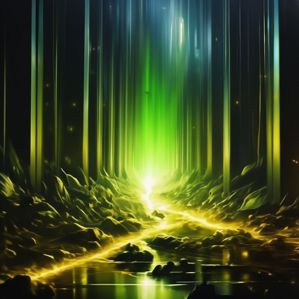 "Oil painting, radioactive uranium, glow" — image created in Shedevrum