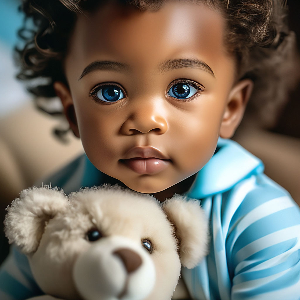 "Professional photo, portrait of a handsome boy of 1 years old ...