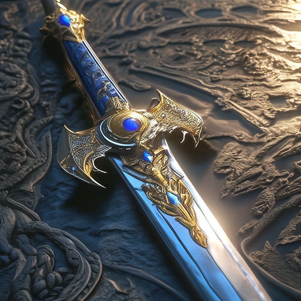 "Legendary sword, hyperdetalization, 8k, hyperrealism, beautiful ...
