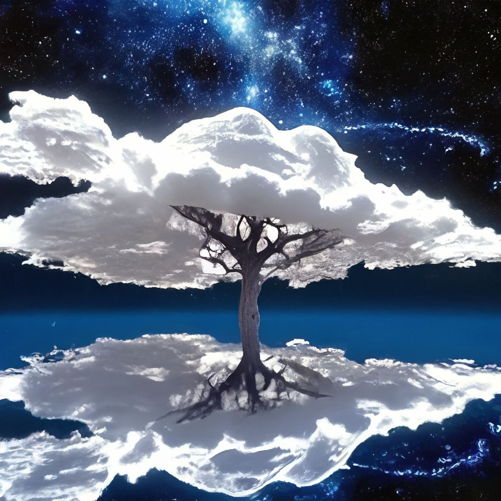 "Minimalism The grotesque night sky A white quicksand cloud stretched ...