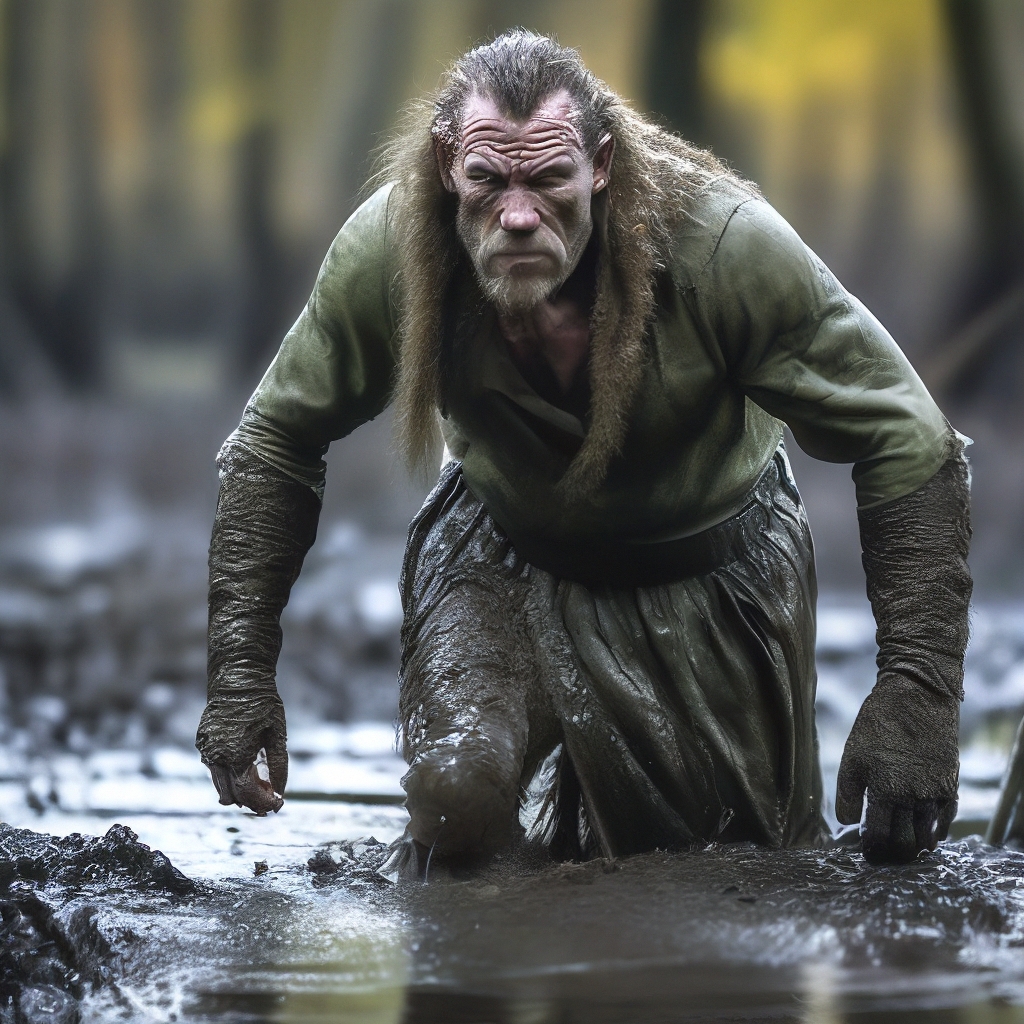 "Ugly bavarian, vampire and Neanderthal hybrid, gray skin, lunar autumn ...