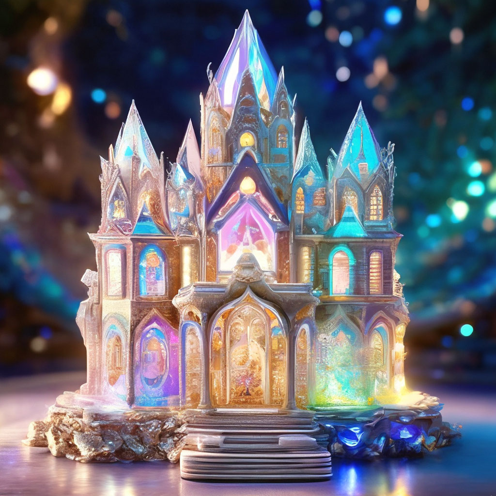 "A large house made of multicolored, muted tones, stones, there are ...
