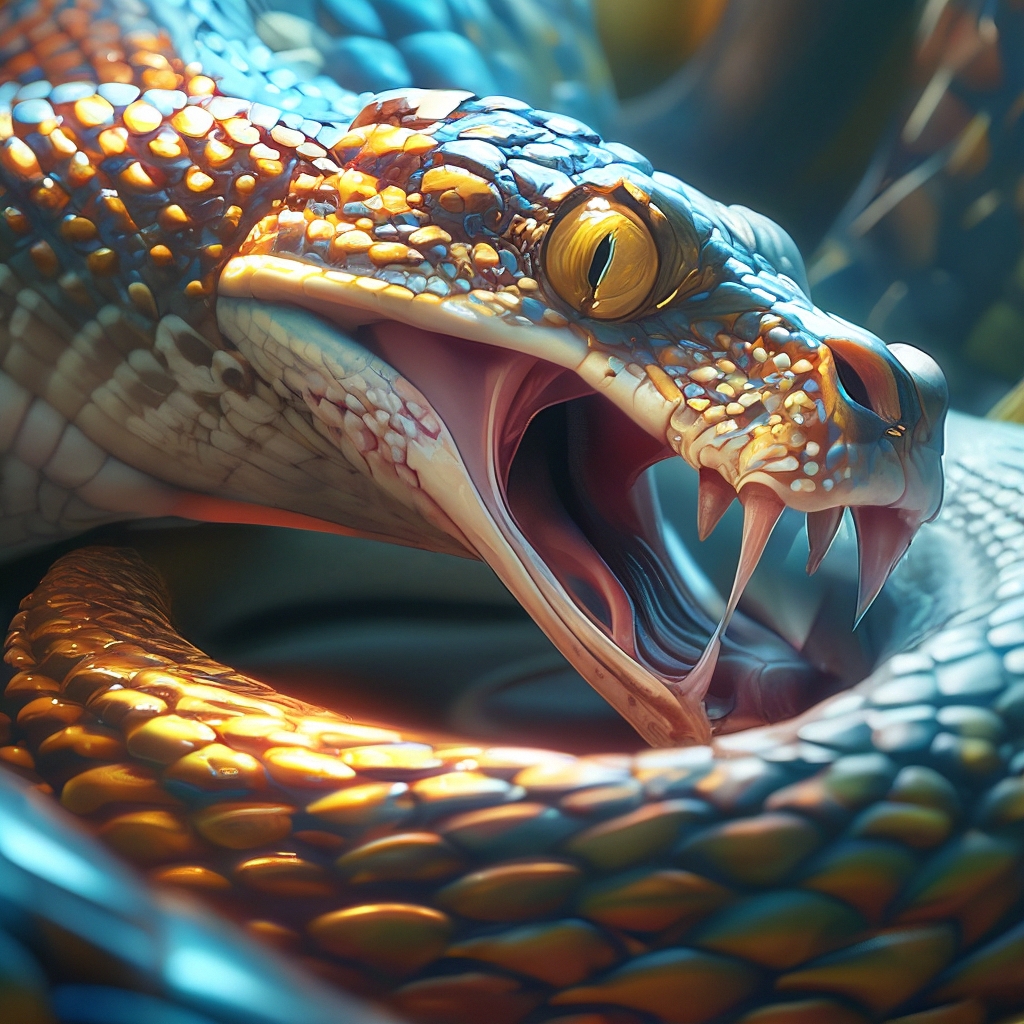 "A snake biting its tail, artistic execution, symmetrical details ...