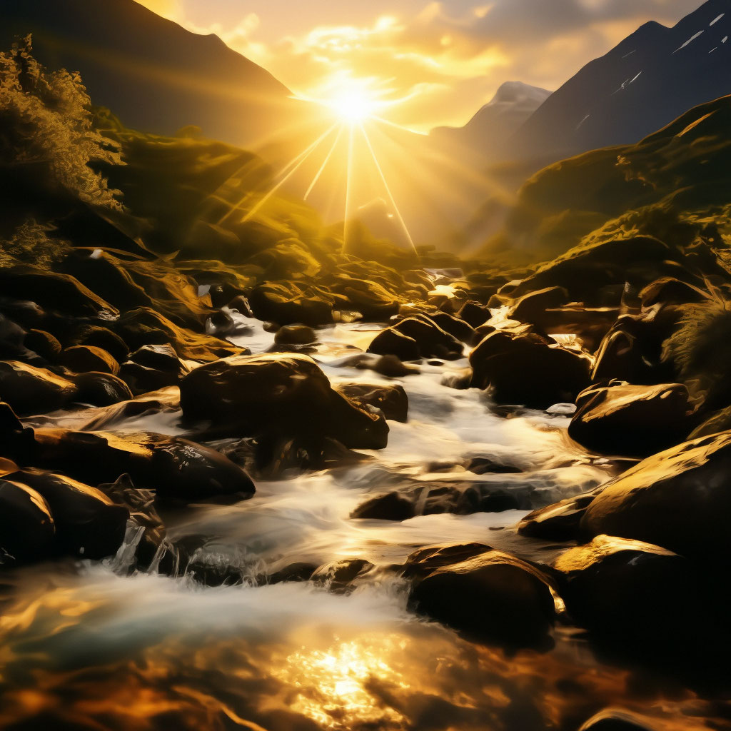 "Sunny streams are radiant" — image created in Shedevrum