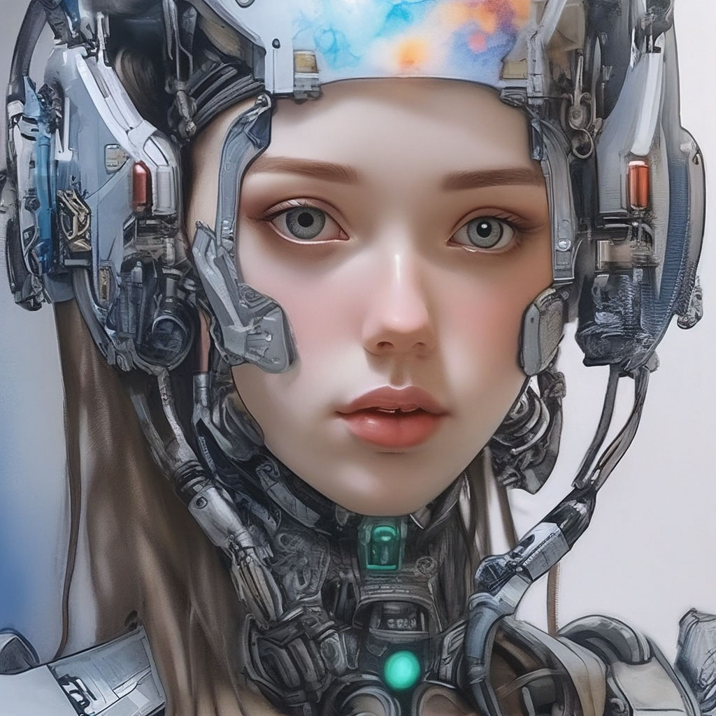 "Beautiful cyborg girl, horror, aesthetic, 34k, hyperrealism, ultra ...