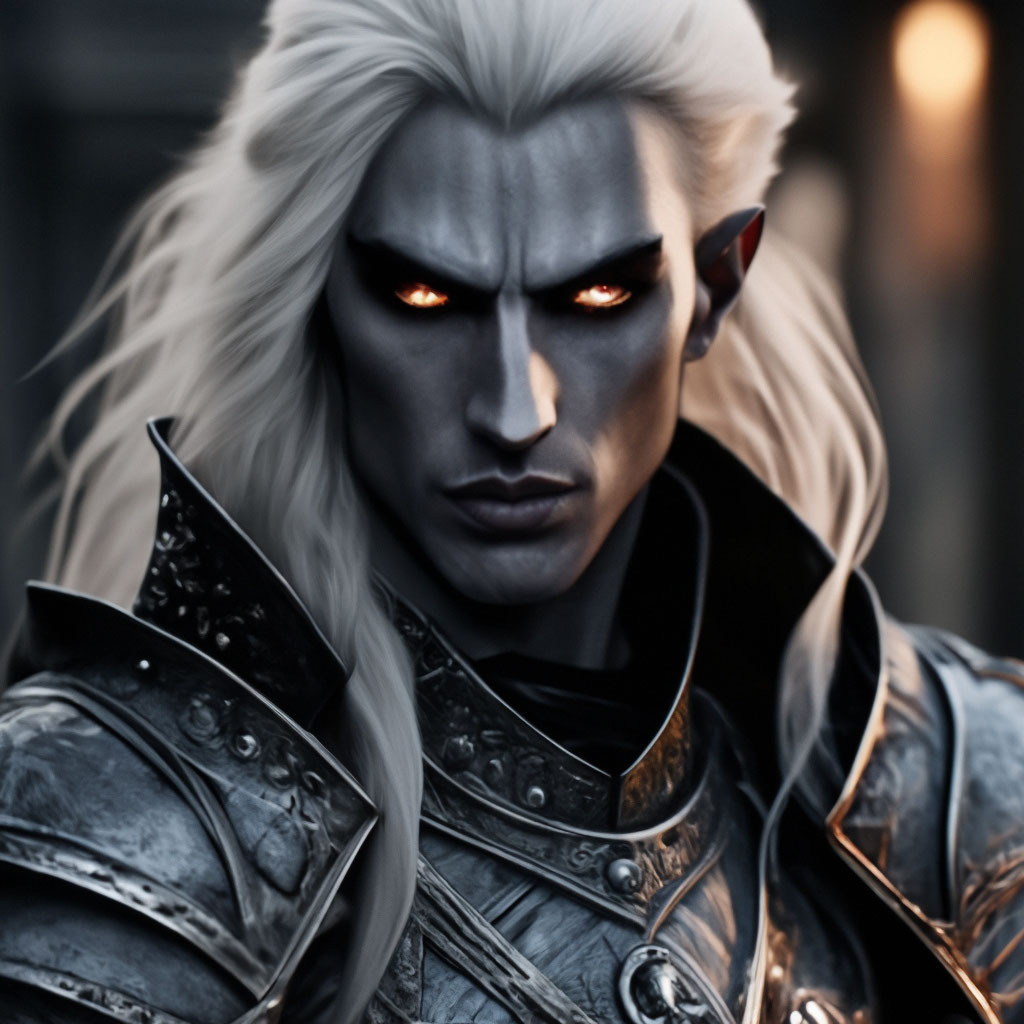 "Drow, warrior, aesthetically pleasing, beautiful, realistic ...