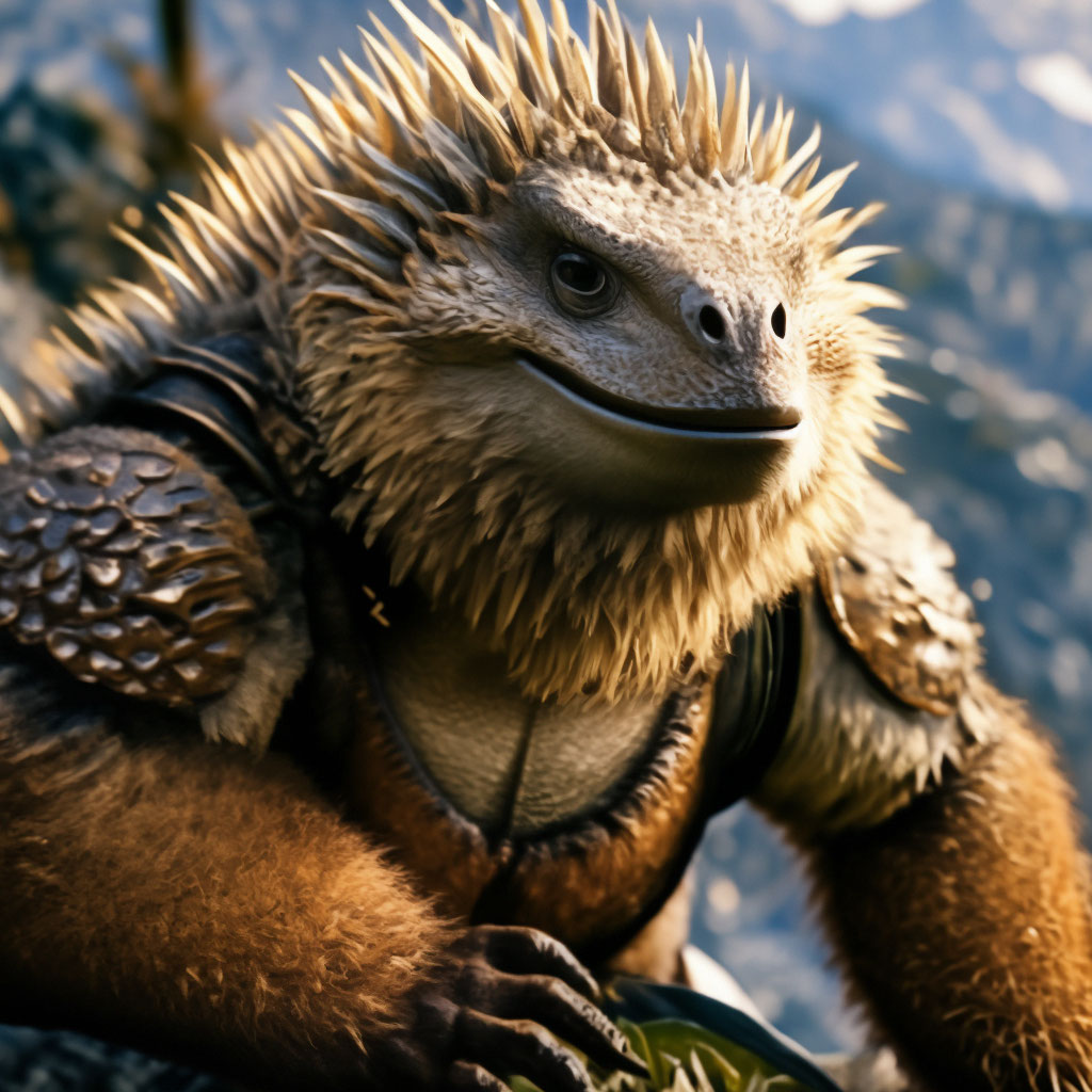 "Bear-sized lizard covered with fur, overrealization, hyperrealization ...