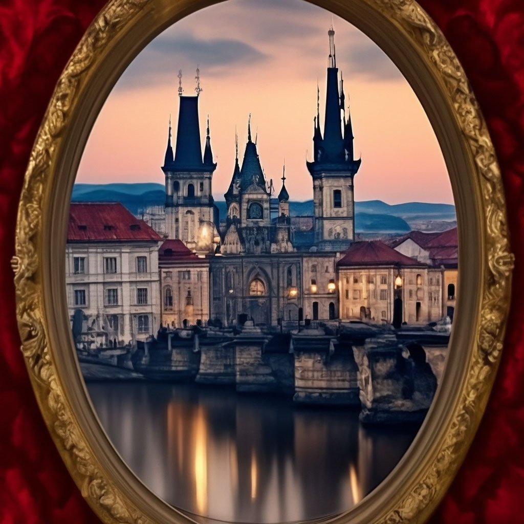 "Image in oval, velvet, prague, romance, dawn, atmosphere, beautiful ...