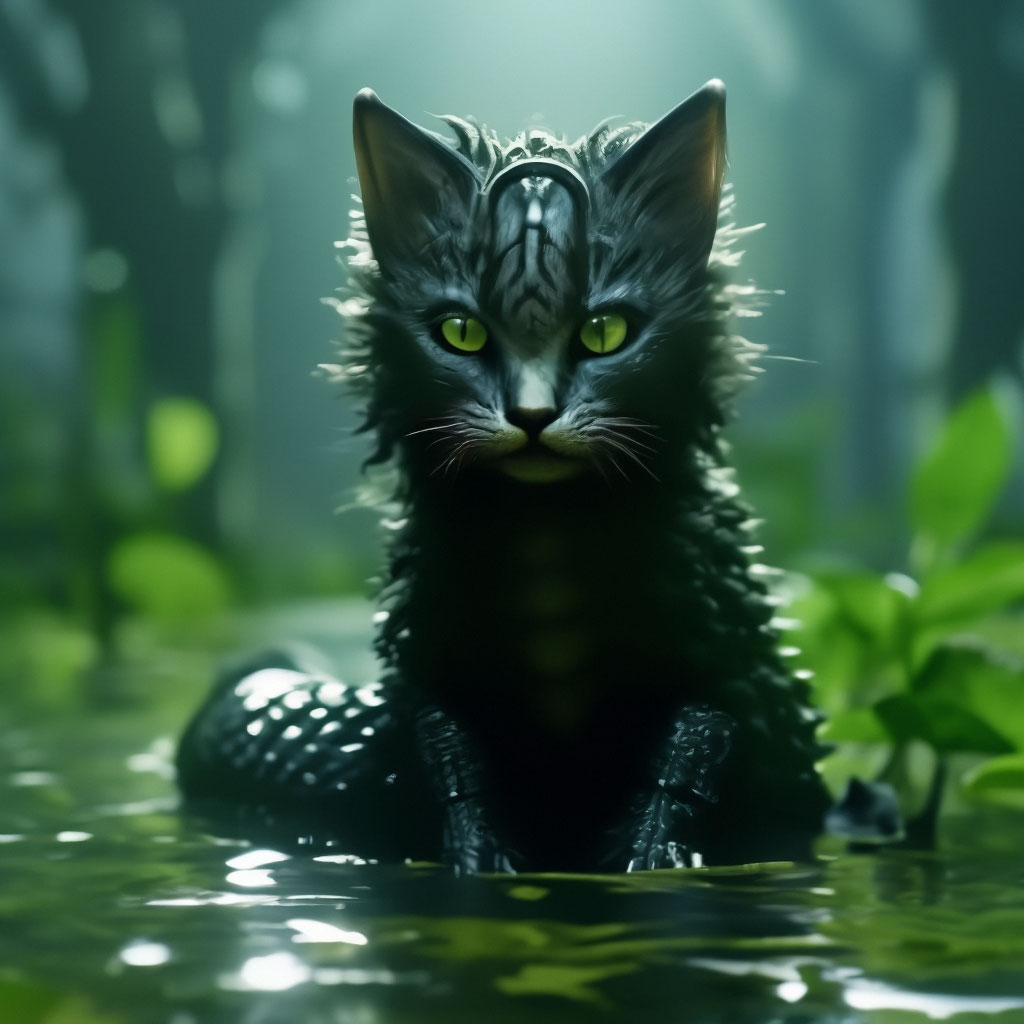 "Cartoon crocodile cat" — image created in Shedevrum