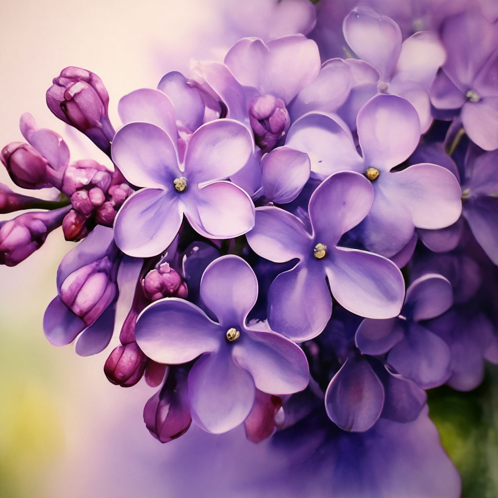 "Lilac, watercolor, gently, close-up, detailed drawing, transparency ...