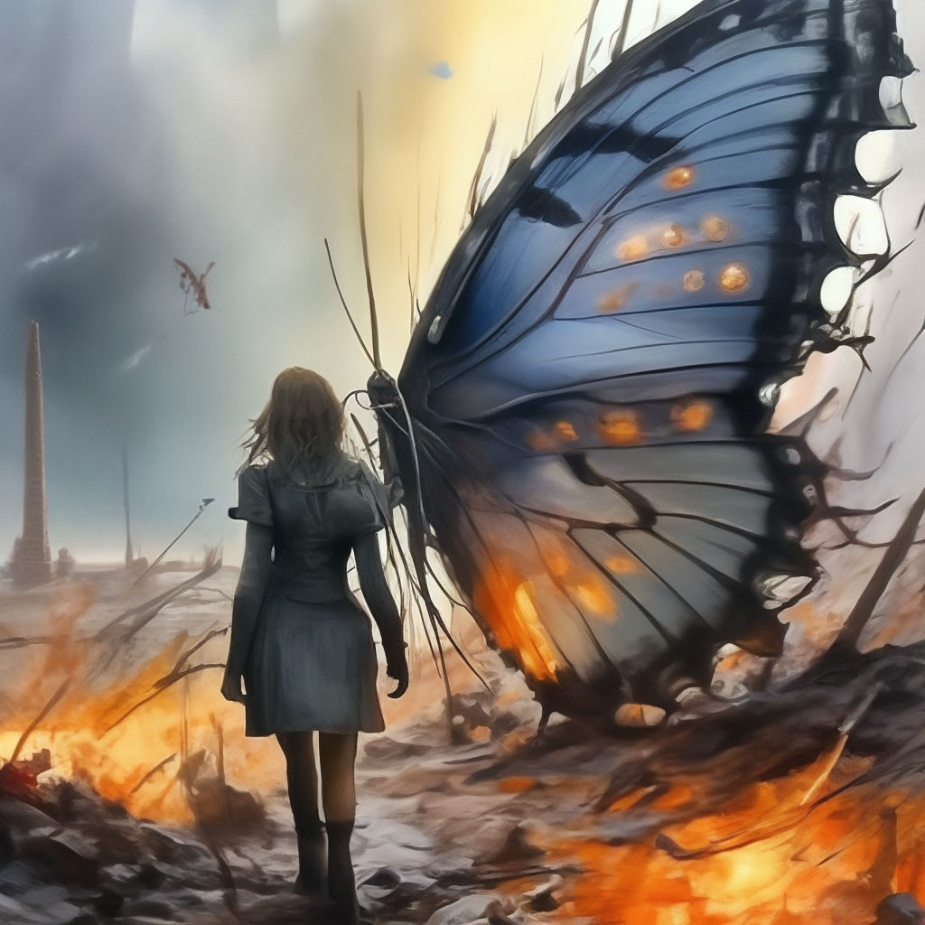 "Butterfly with zipper, watercolor fairy tale" — image created in Shedevrum