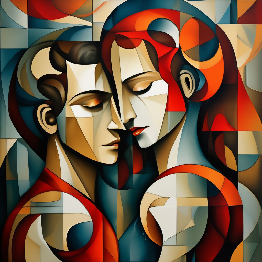 "Love image in the style of romanticism+cubism" — image created in ...
