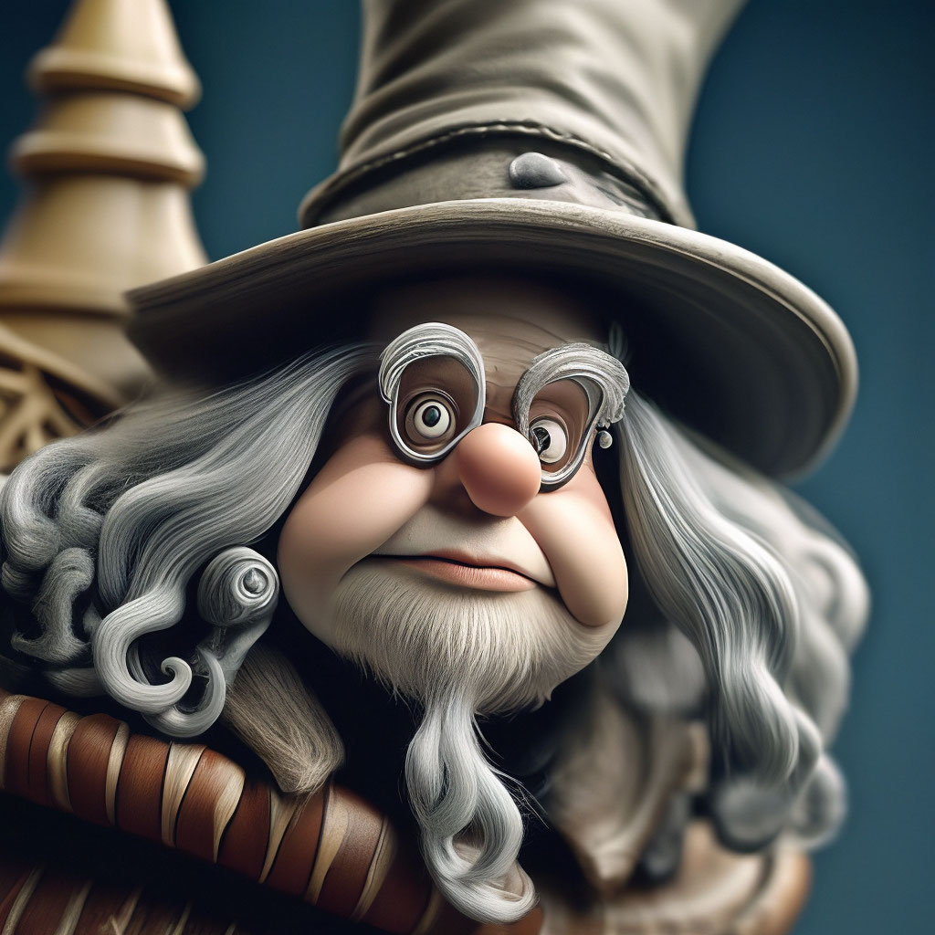 "Dwarf in a hat, tim Burton style, close-up, hyperdetalization, sharp ...