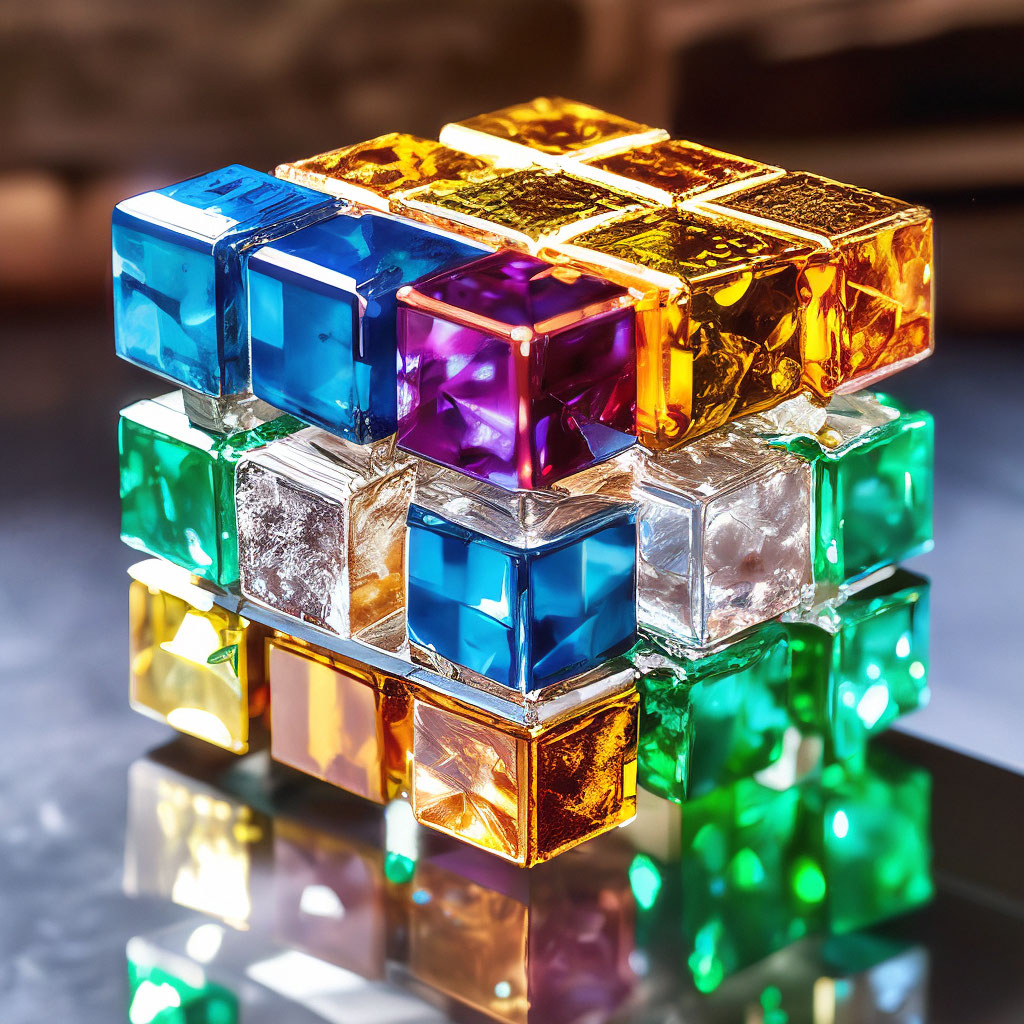 "Crystal Rubik's cube in bright colors, ferlomut, diamond, soffit ...