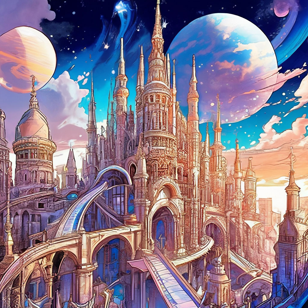 "@sonykpk♌ A fantastical beautiful otherworldly city.Towers, carved ...