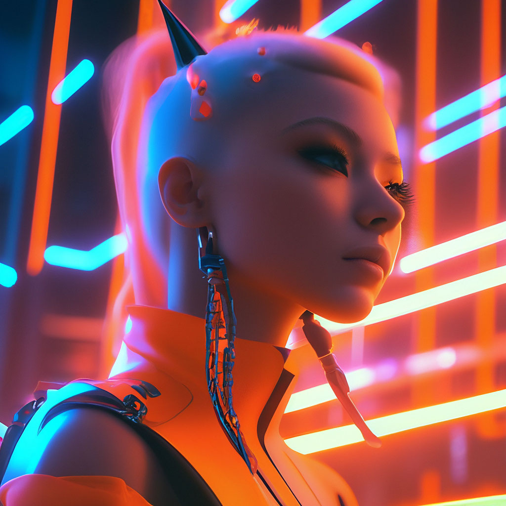 "Orange and tangerine, soft lighting, neon lighting" — image created in ...