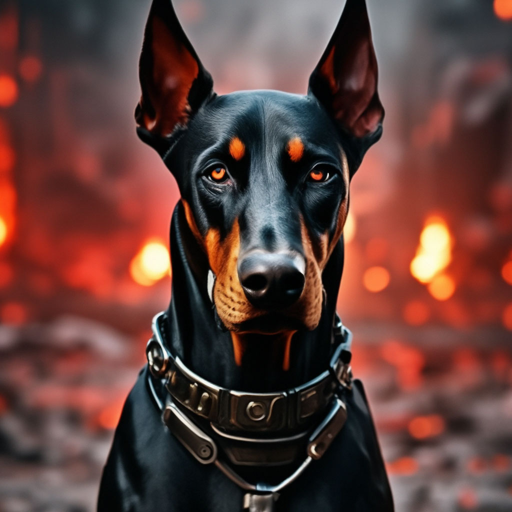 "4k, professional photo, high resolution, high detail, doberman black ...