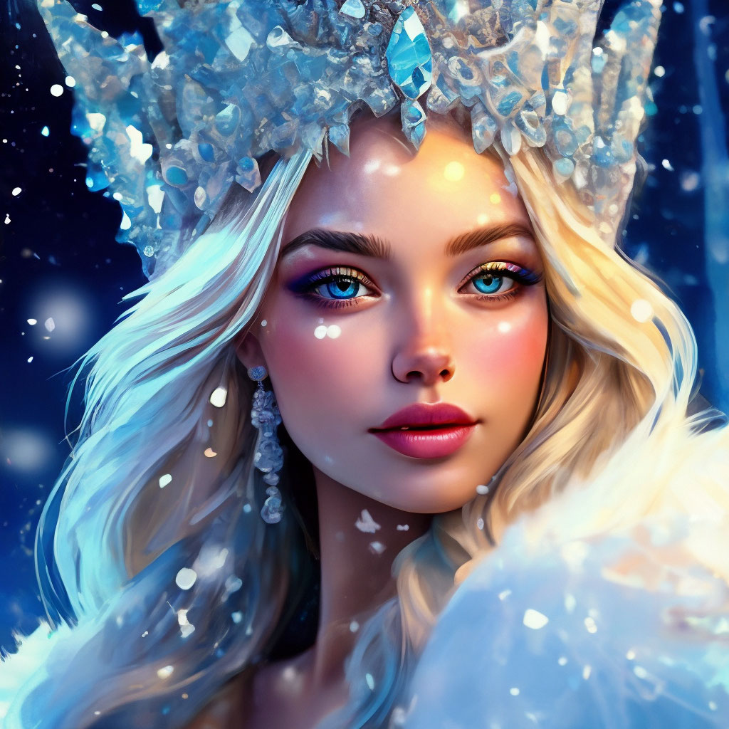 "The Snow Queen hyperrealism, diamond, diamond, beautiful, modern, neon ...
