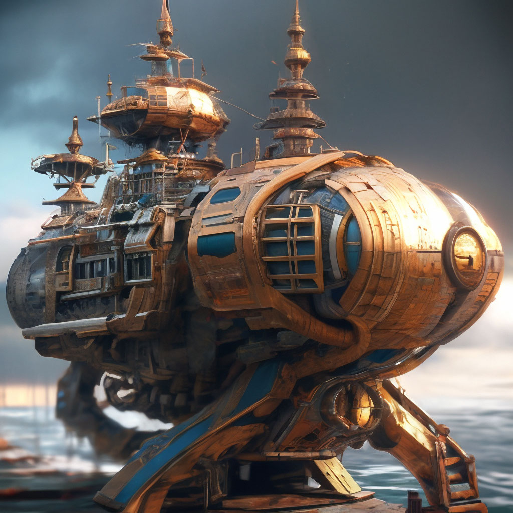 "Mechanical ship" — image created in Shedevrum