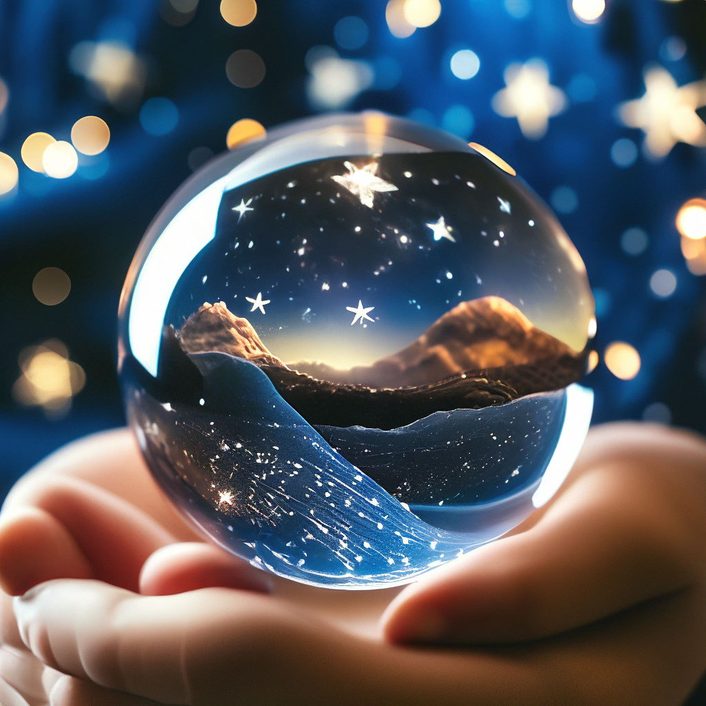 "Starry sky in a glass ball" — image created in Shedevrum