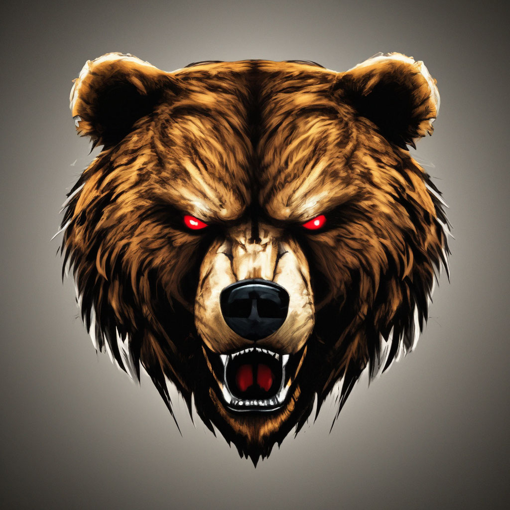 "Logo in the form of an evil bear with red eyes" — image created in ...