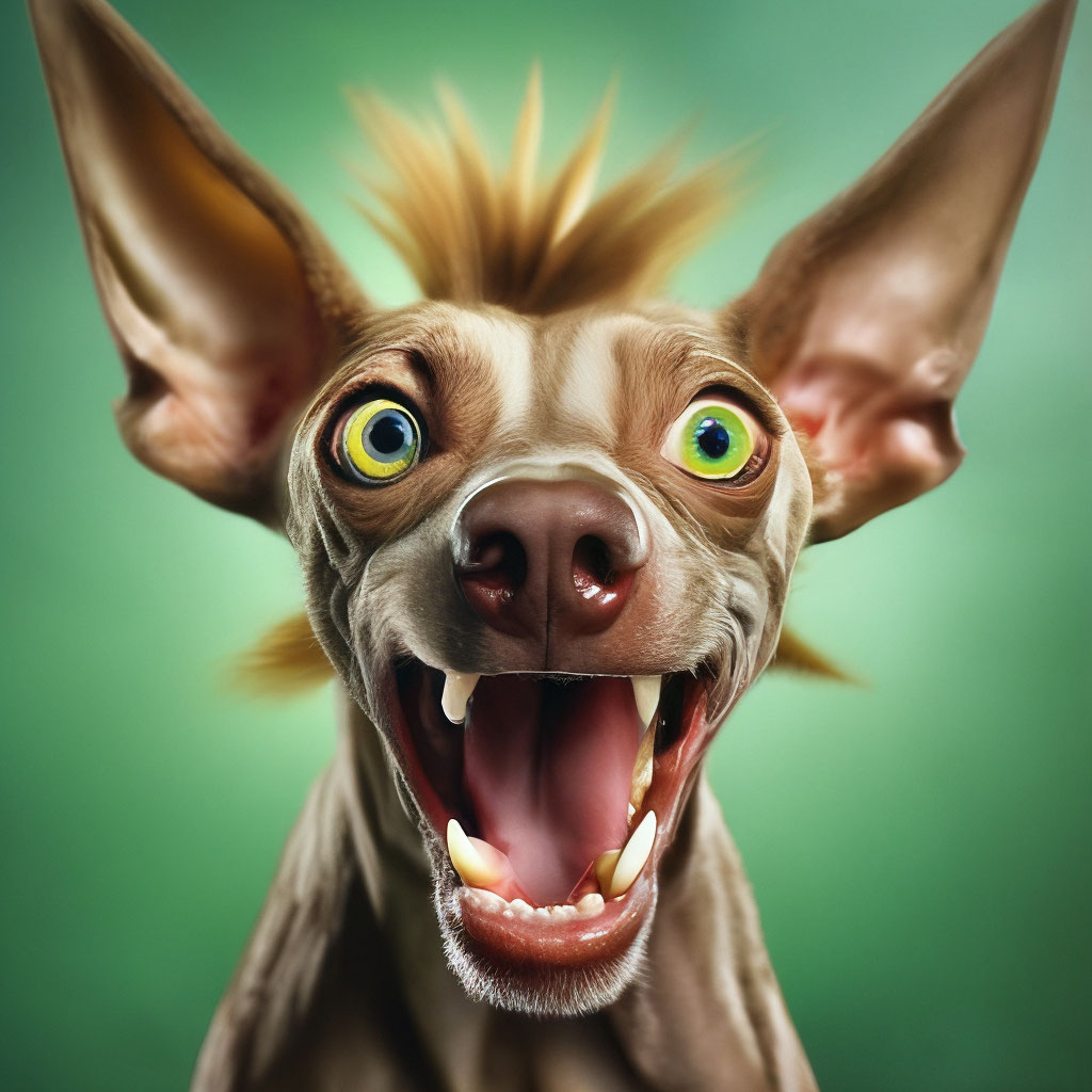 "Photorealism crazy dog Sphinx, looking into the frame very funny is an ...