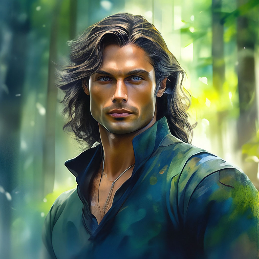 "Handsome man, strong-willed look, strong, courageous, digital painting ...