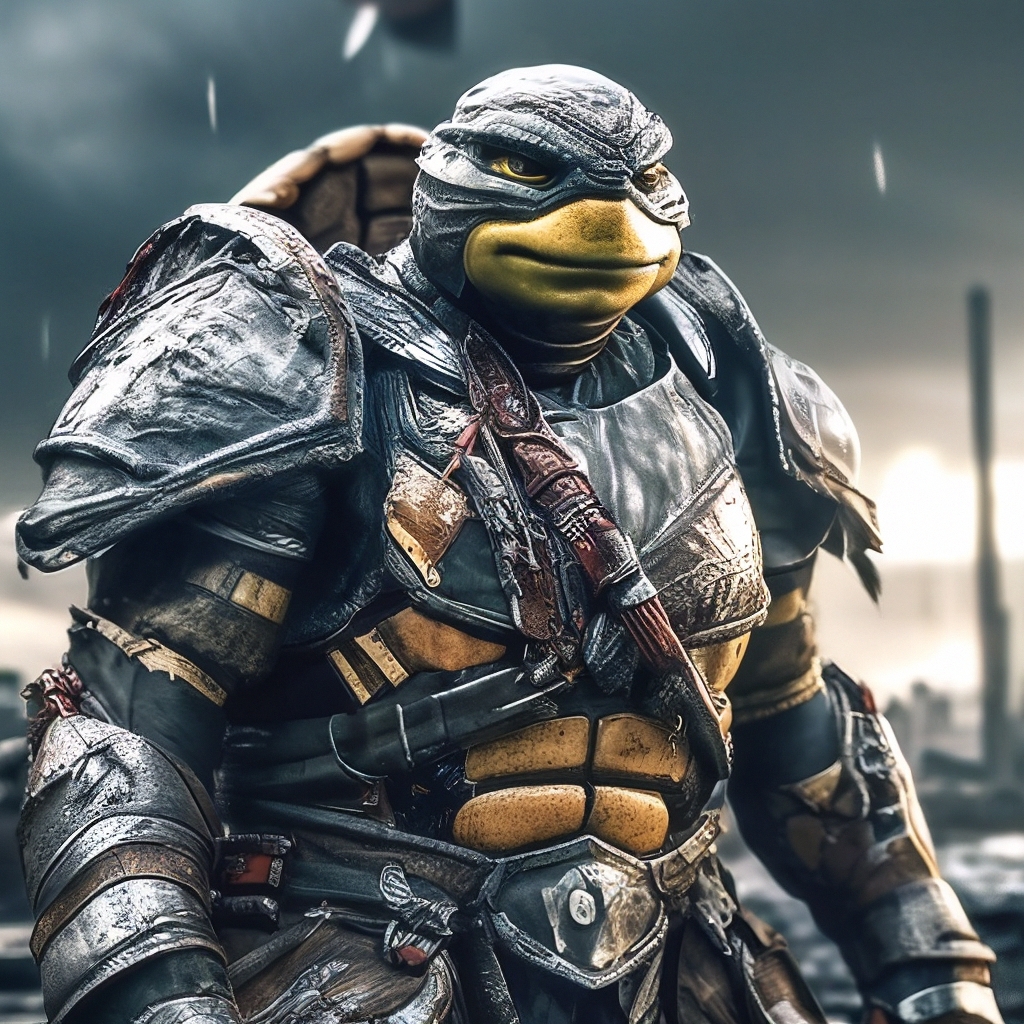 "Ninja turtle in biomechanical armor, epic, high detail, 8k ...