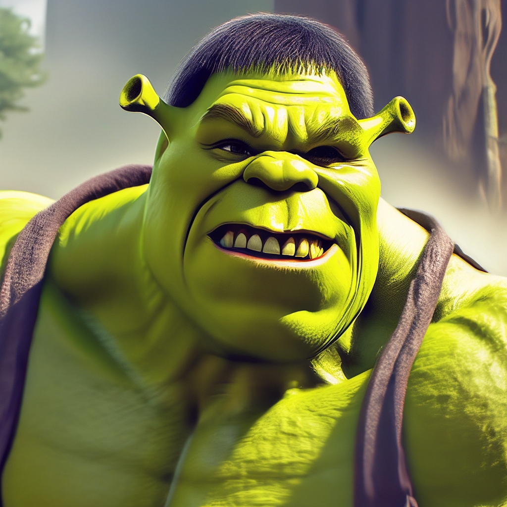 "Shrek the Hulk" — image created in Shedevrum