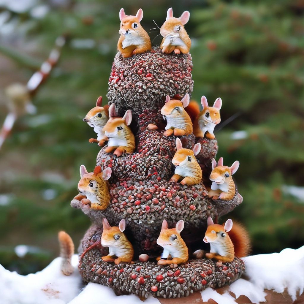 "Christmas tree made of squirrels" — image created in Shedevrum