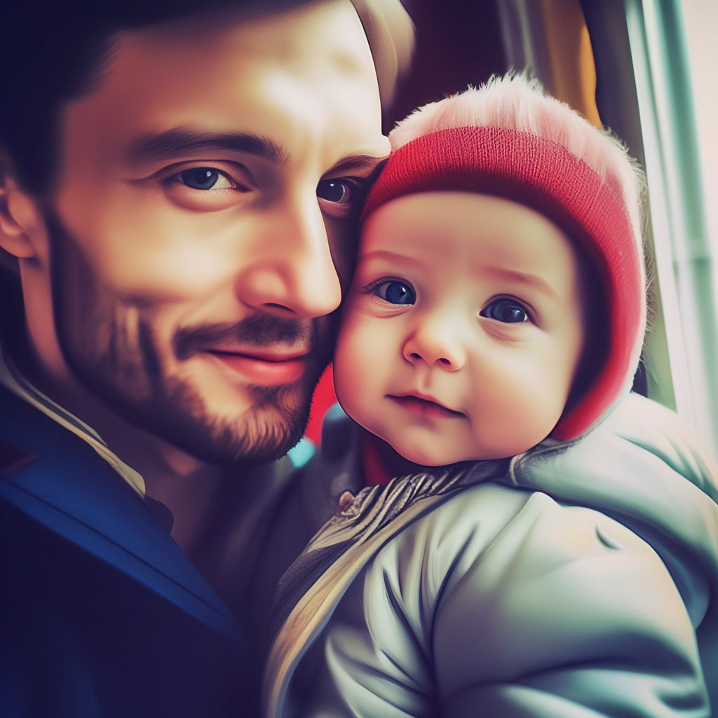 "Young father and baby retro photos, Russia, realistic portraits ...