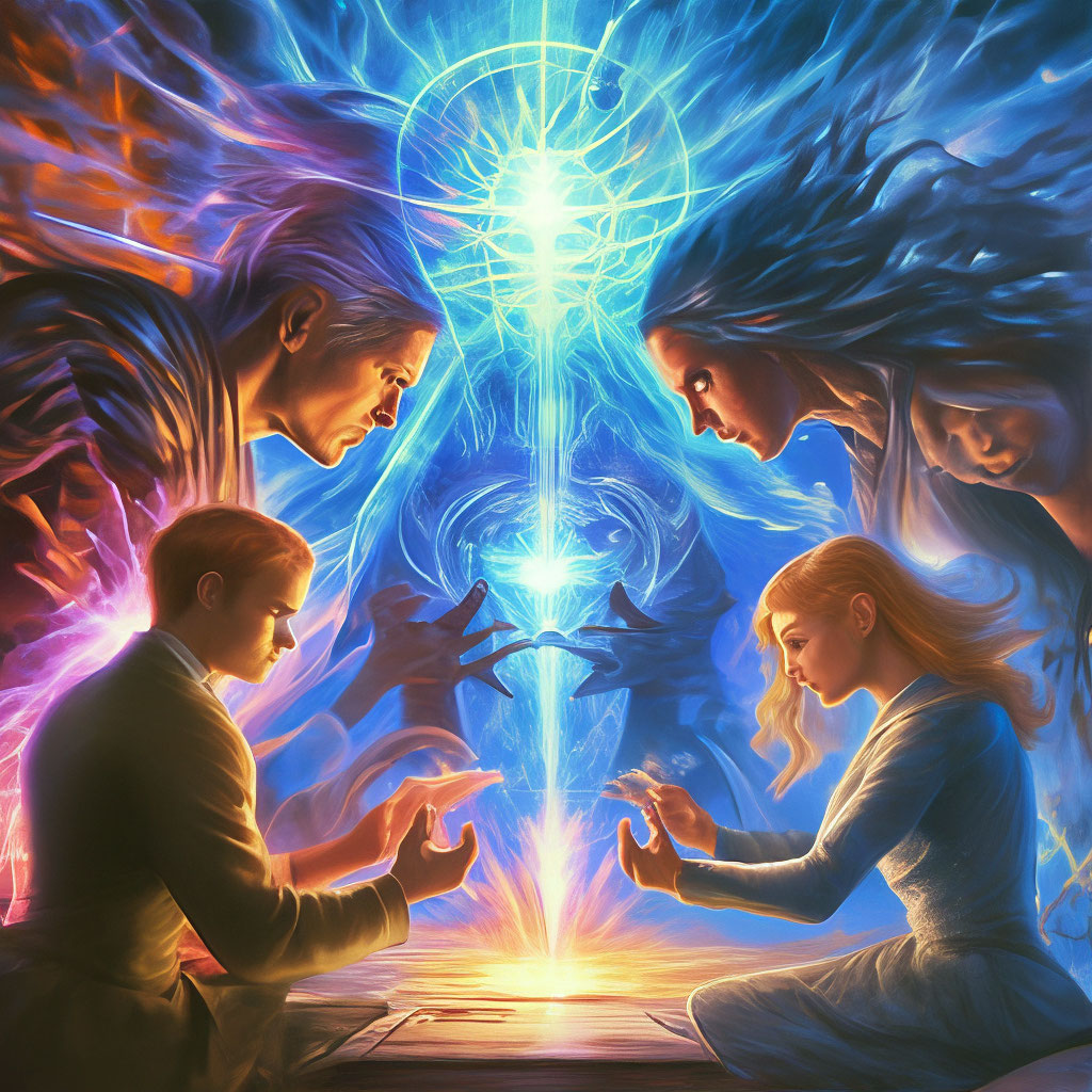 "Battle of psychics" — image created in Shedevrum