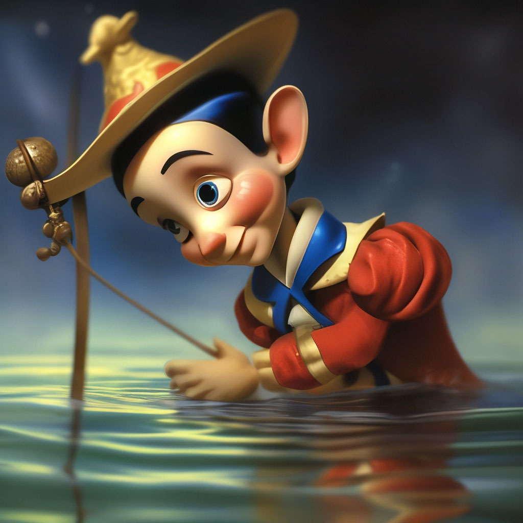 "Pinocchio drowned himself" — image created in Shedevrum