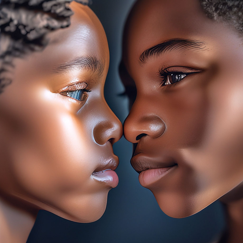 "Mulatto and mulatto face to face, high detail, close-up, professional ...